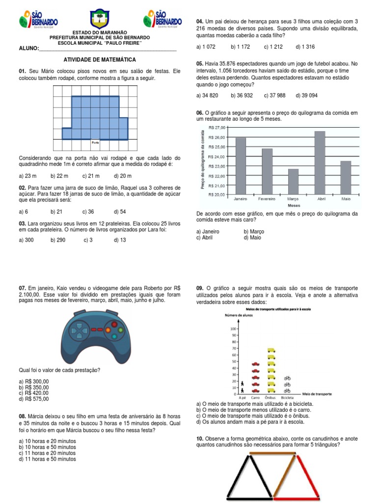 Atividade Matemática - 3 Etapa | PDF