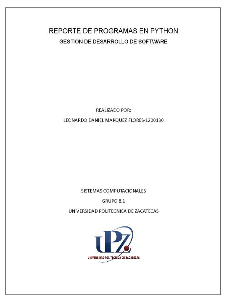 Reporte de Programas en Python Realizados en Clase PDF | PDF