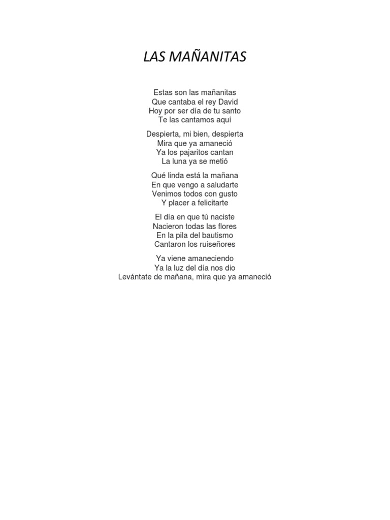 Letra de Las Mañanitas PDF | PDF