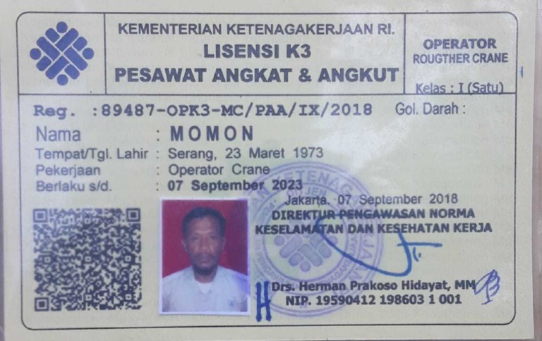Momon SIO Operator Crane Kemenaker PDF | PDF