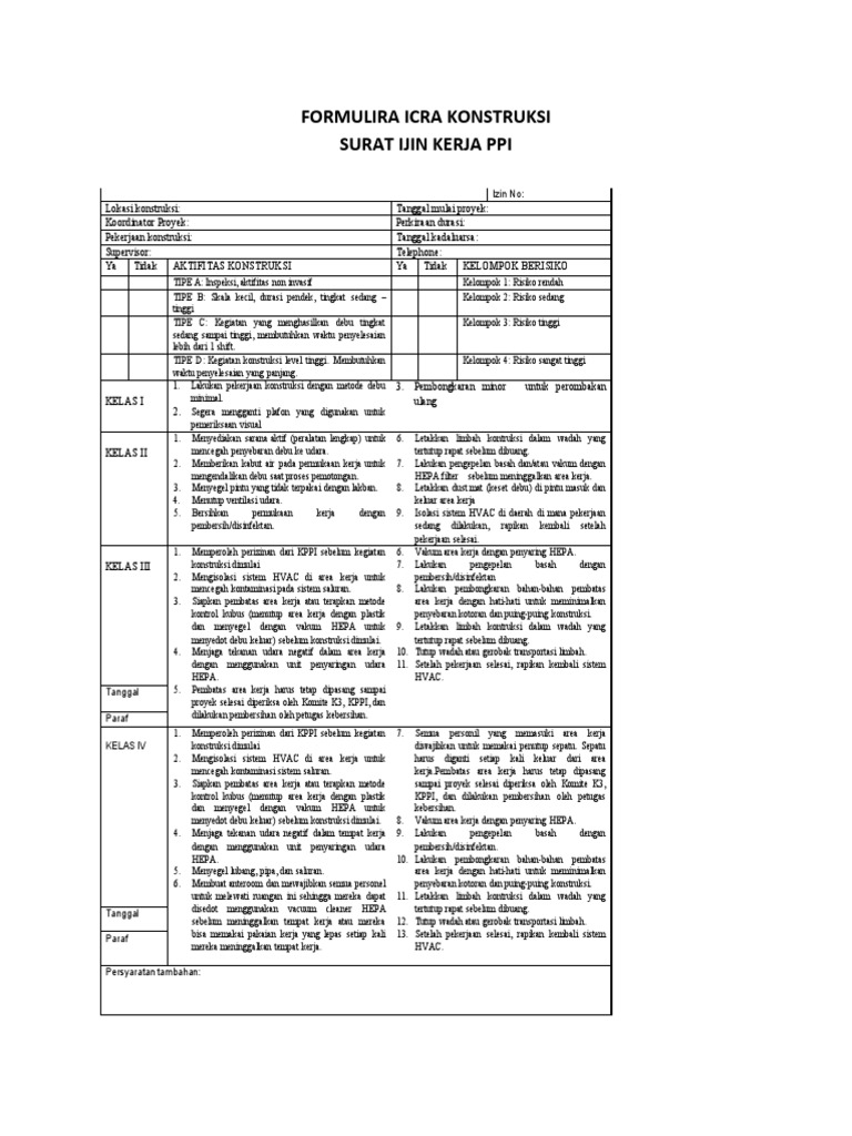 Surat Ijin Kerja Ppi Dalam Icra Konstruksi 3 | PDF
