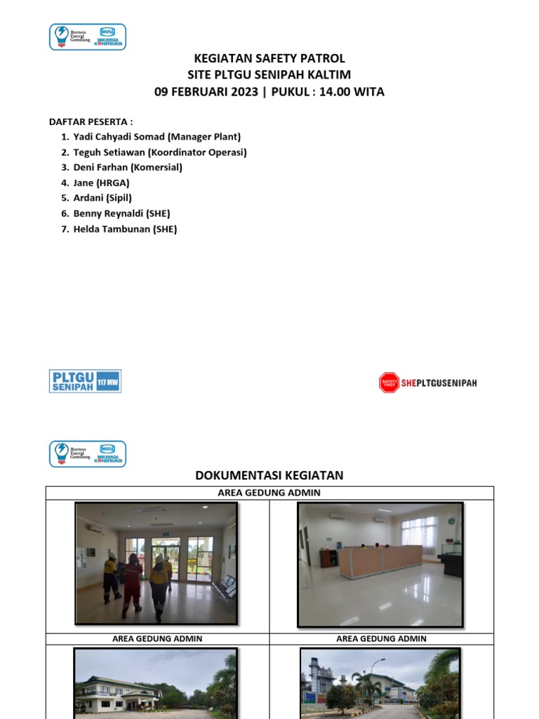 Kegiatan Safety Patrol Site Pltgu Senipah 09 Februari 2023 | PDF