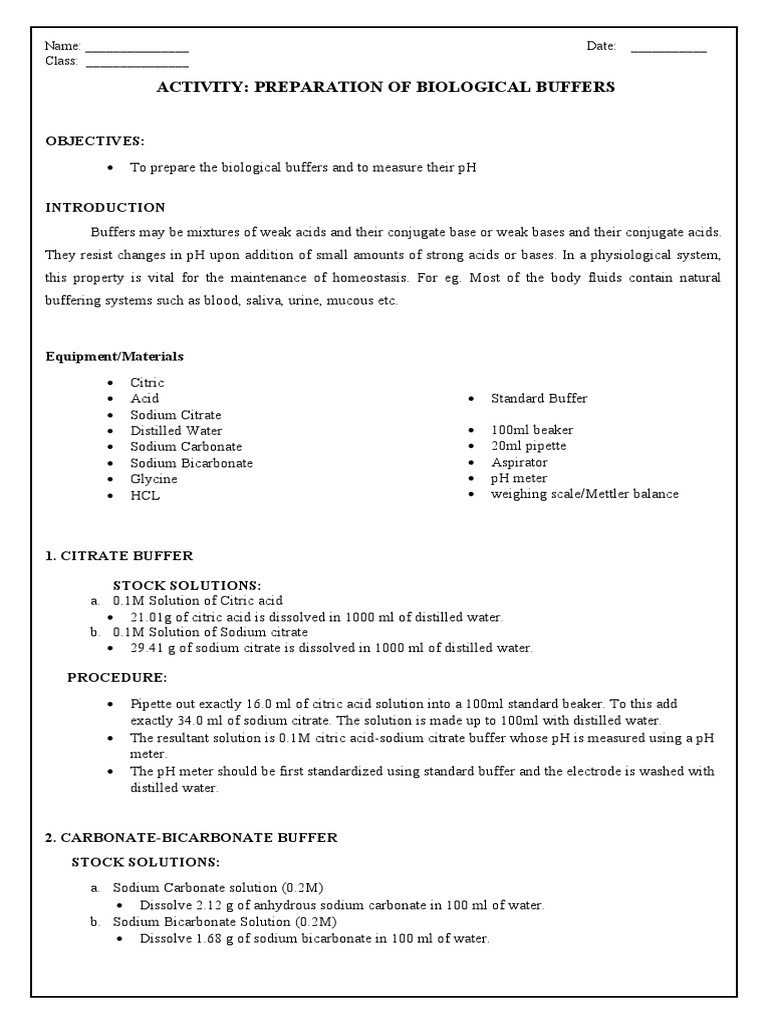 ACTIVITY 2. PH BUFFER PREPARATION | PDF