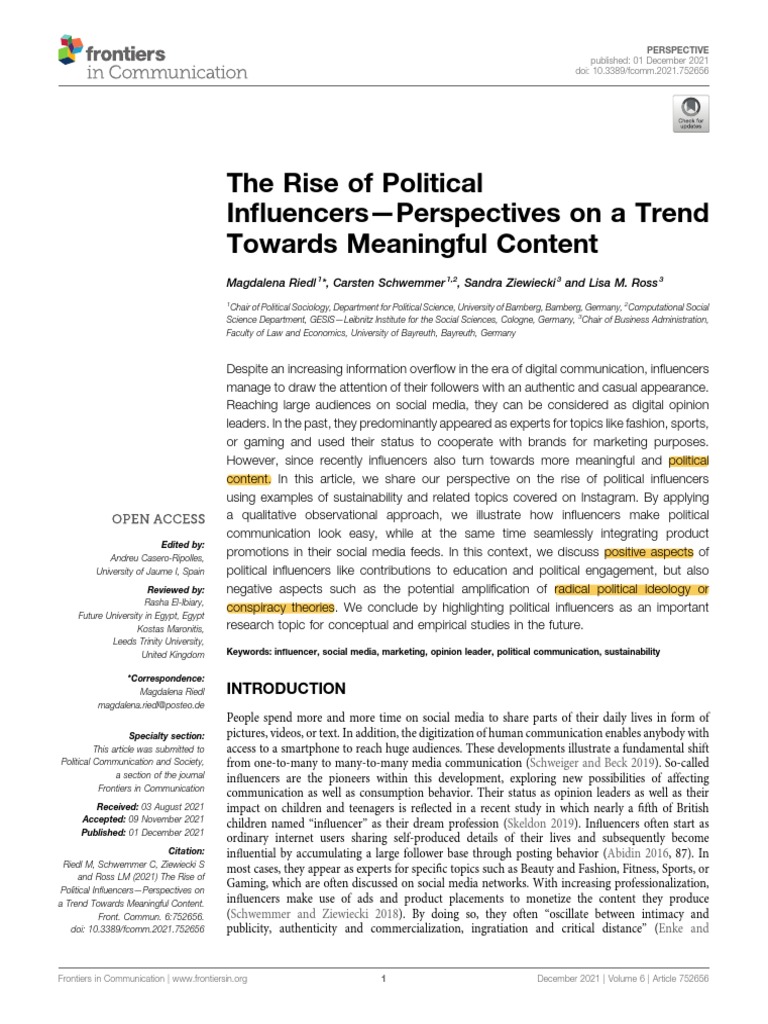 The Rise of Political Influencers PDF | PDF | Social Media | Popular ...