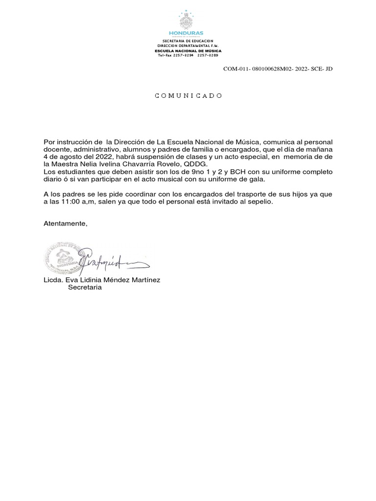 Comunicado 11-SCE-2022 PDF | PDF