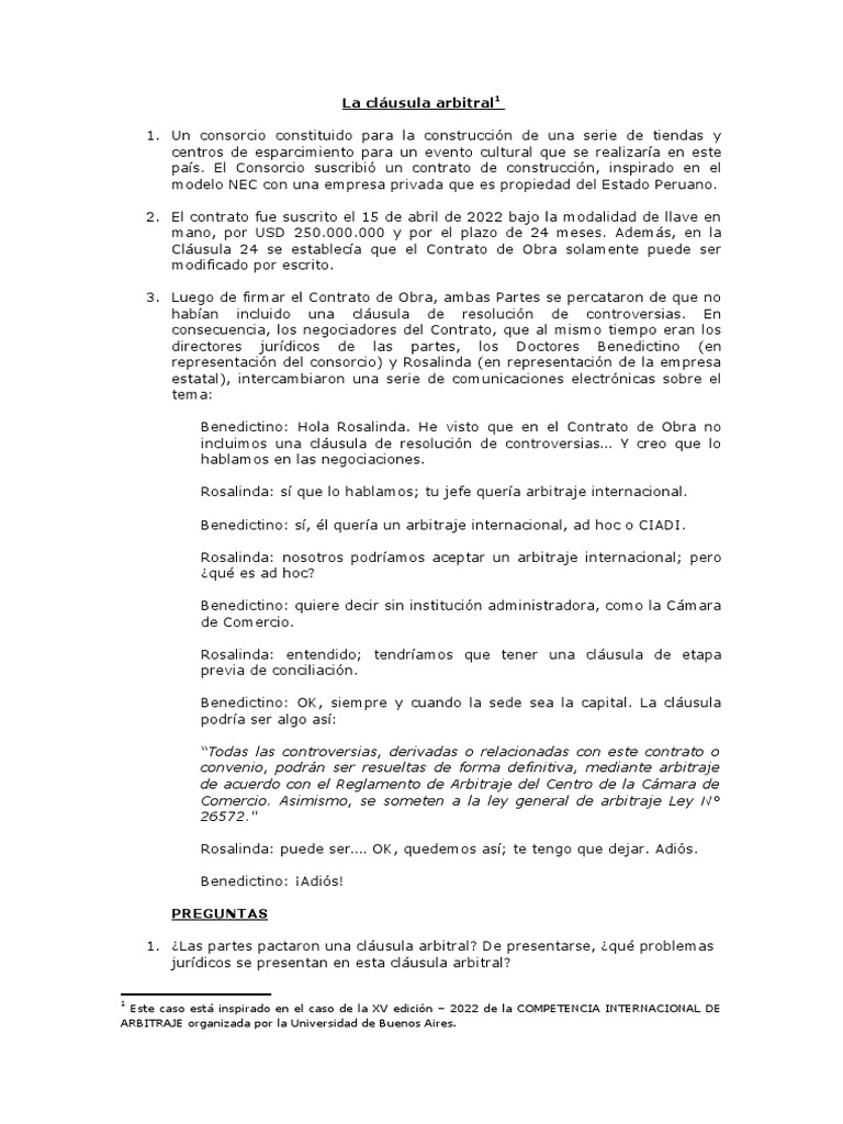 La Cláusula Arbitral | PDF | Arbitraje | Justicia