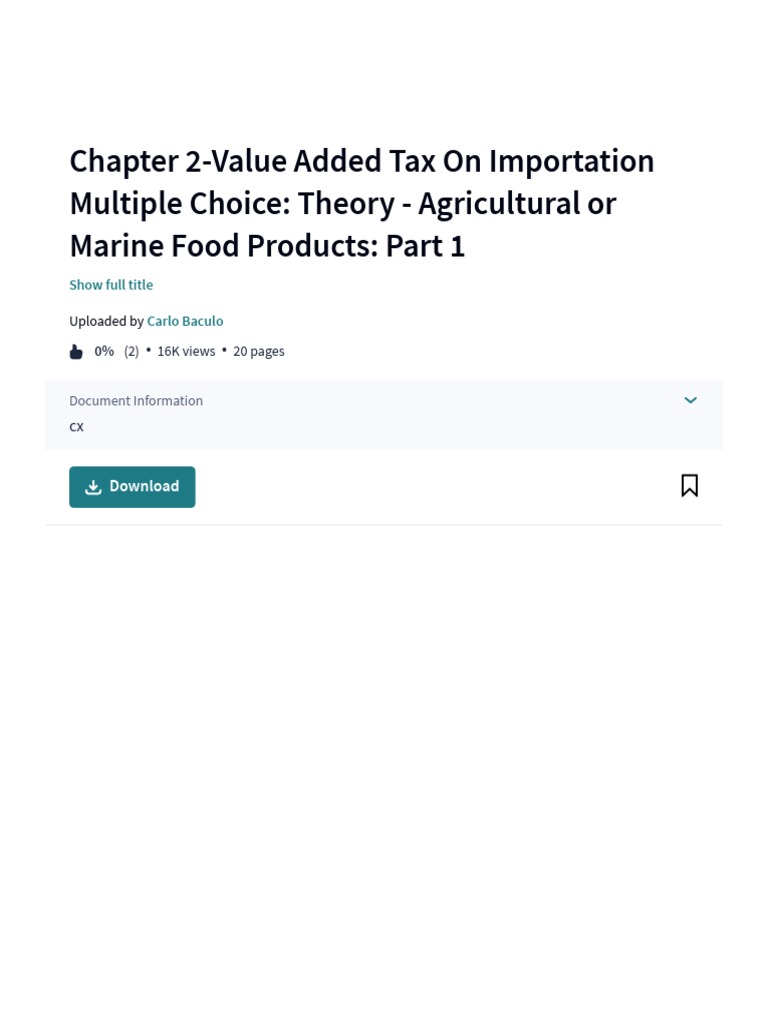 Chapter 2-Value Added Tax On Importation Multiple Choice - Theory ...