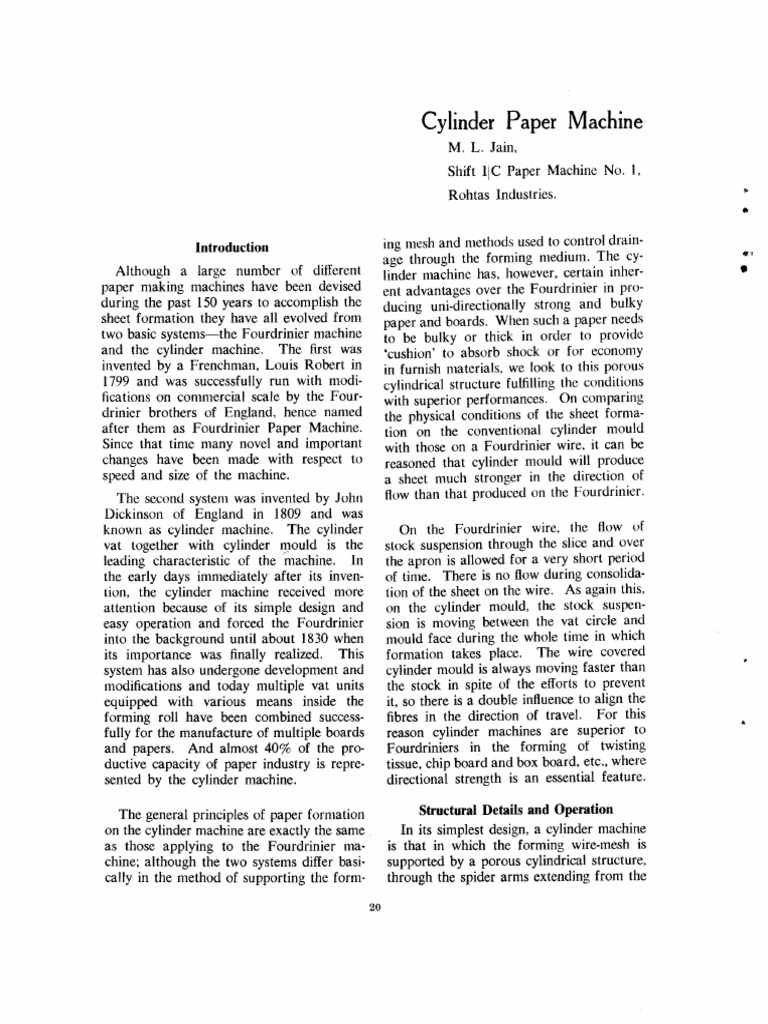 IPPTA II1 20 24 Cylinder Paper Machine | PDF | Materials | Physical Sciences