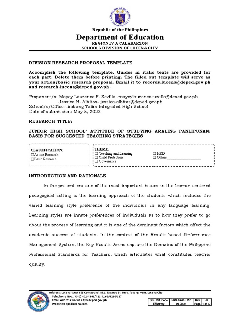 Ap Sample Proposal | PDF | Teachers | Learning