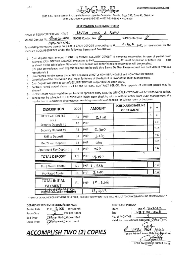 Reservation Form | PDF