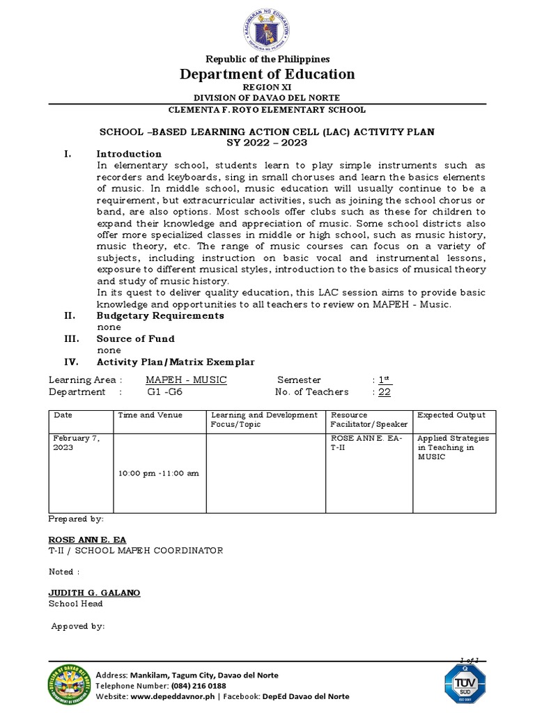 Mpre Lac Mapeh | PDF | Schools | Teachers