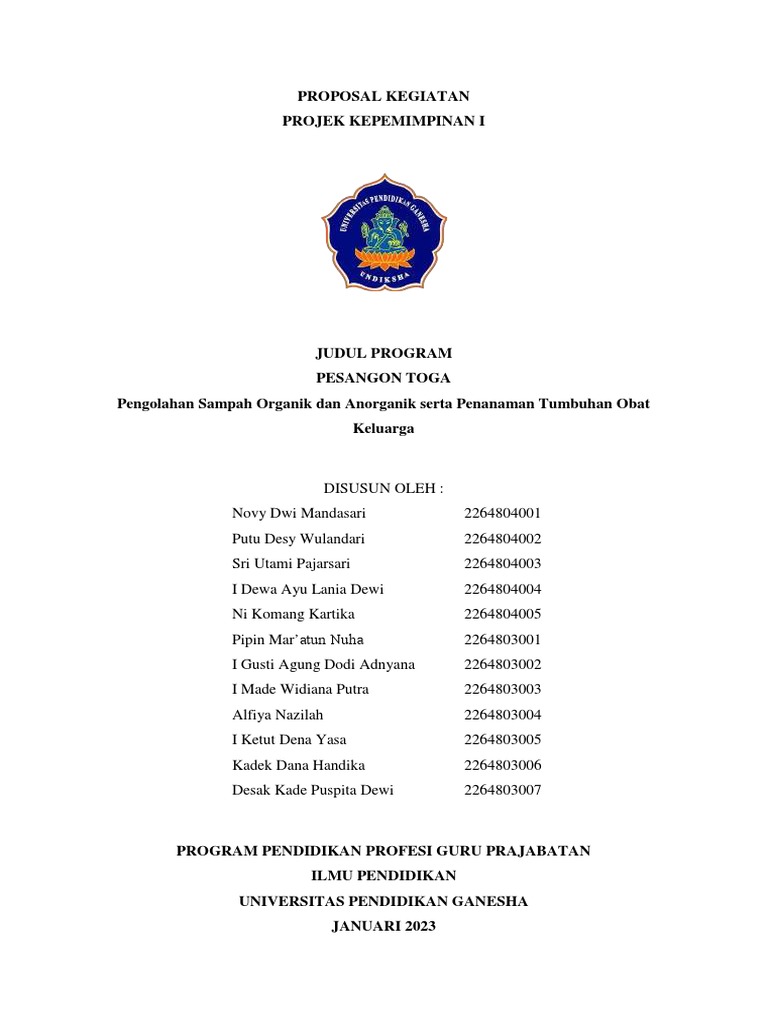 HASIL REVISI 1 PROPOSAL PESANGON TOGA - I Gusti Agung Dodi Adnyana - 2264803002 - Ilmu ...