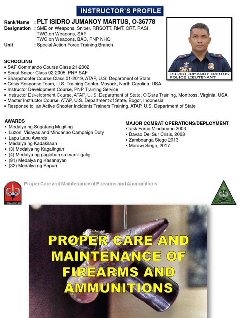 Proper Care and Maintenance of FAs and Ammunition PDF | PDF | Cartridge ...