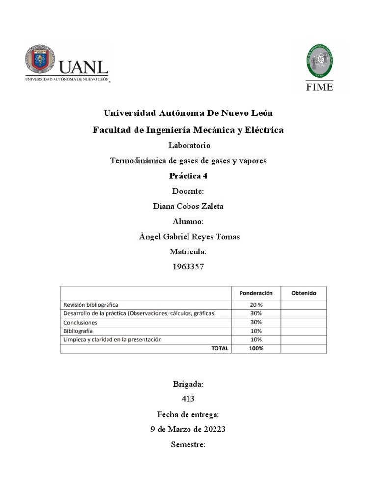 Práctica 4. Termo de Gases | PDF