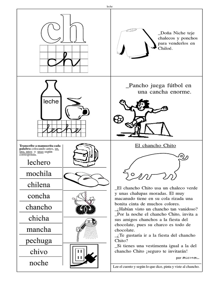 Actividades de lectoescritura con Ch | PDF