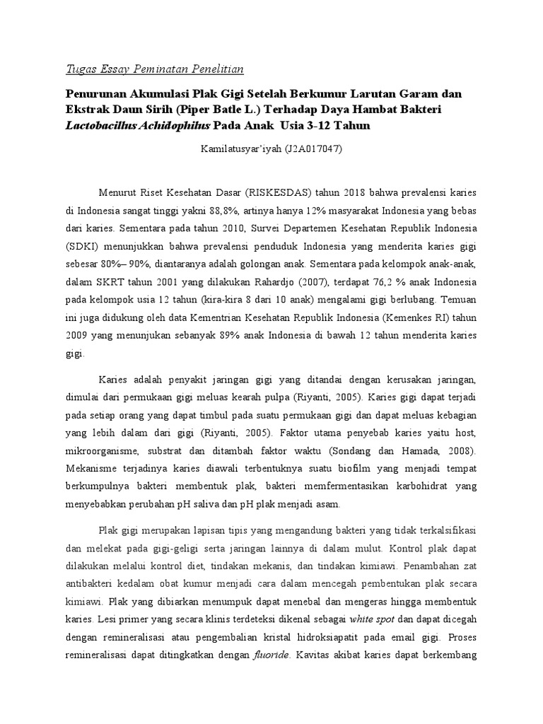 Tugas Essay Peminatan Penelitian Nila - Fix | PDF