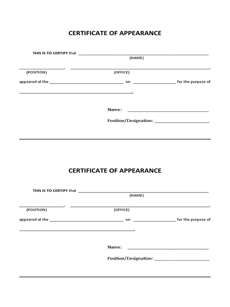 Certificate of Appearance | PDF