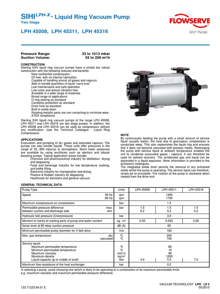 SIHI LPH-X Two Stage Vacuum Pumps | PDF | Home & Garden