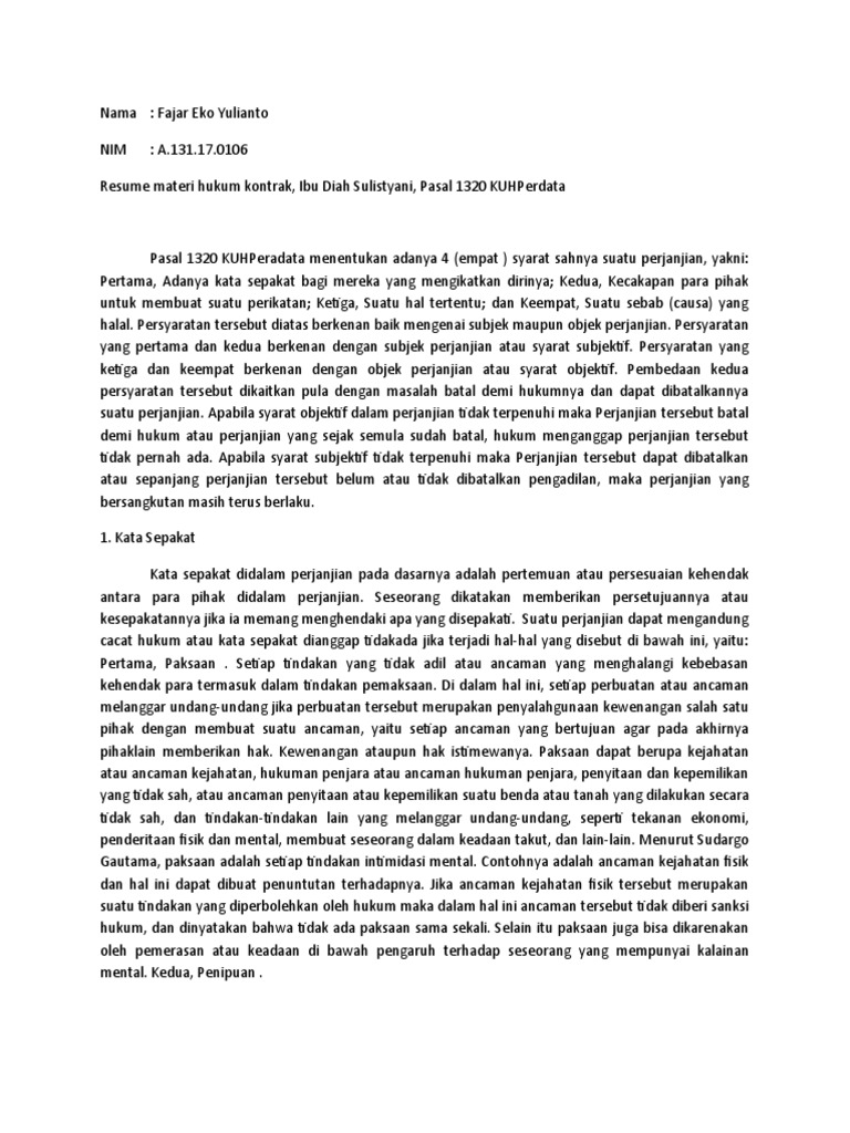Fajar Eko Yulianto (A.131.17.0106) Tugashukum Kontrak | PDF | Hukum