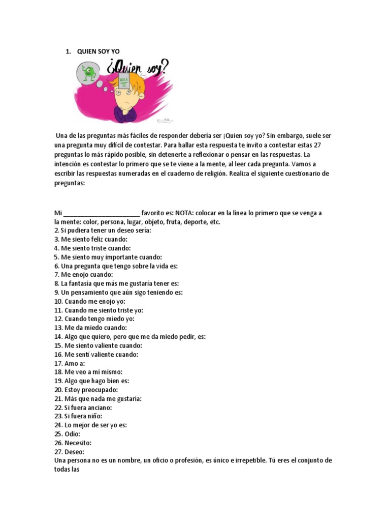 Actividad Compelmento 6 Quien Soy Yo | PDF