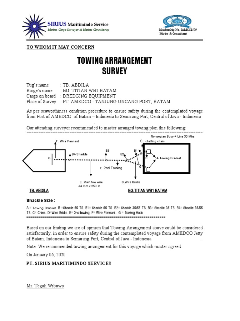 Form Kosong Certificate Towing Plan | PDF