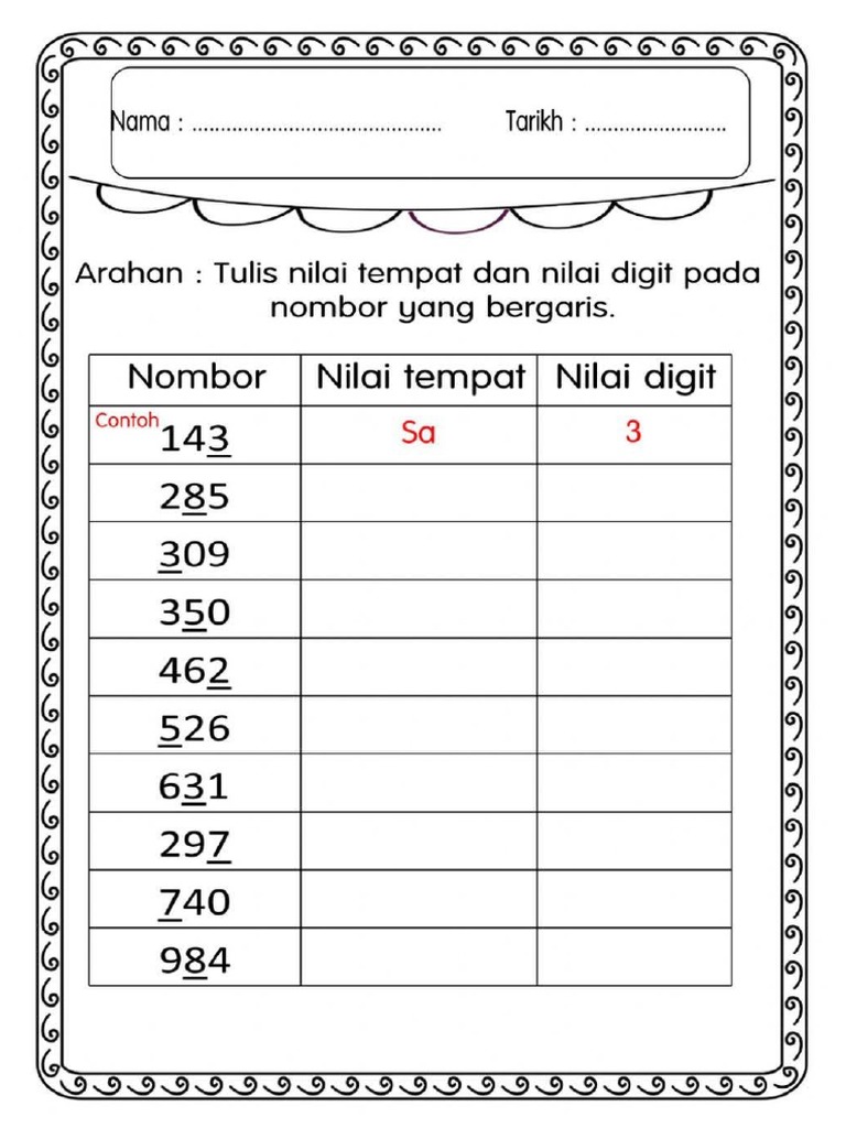 Latihan Nilai Tempat Digit Thn 3 Pdf 
