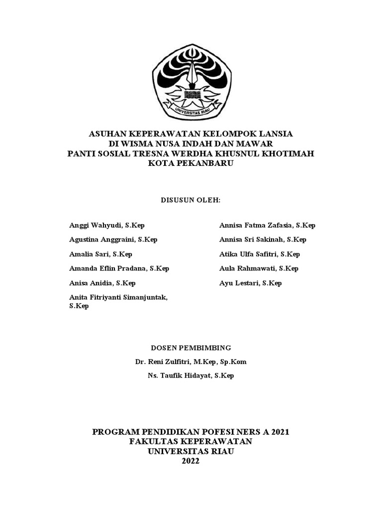 Fix - Askep Kelompok Lansia Wisma Nusa Indah Dan Mawar | PDF