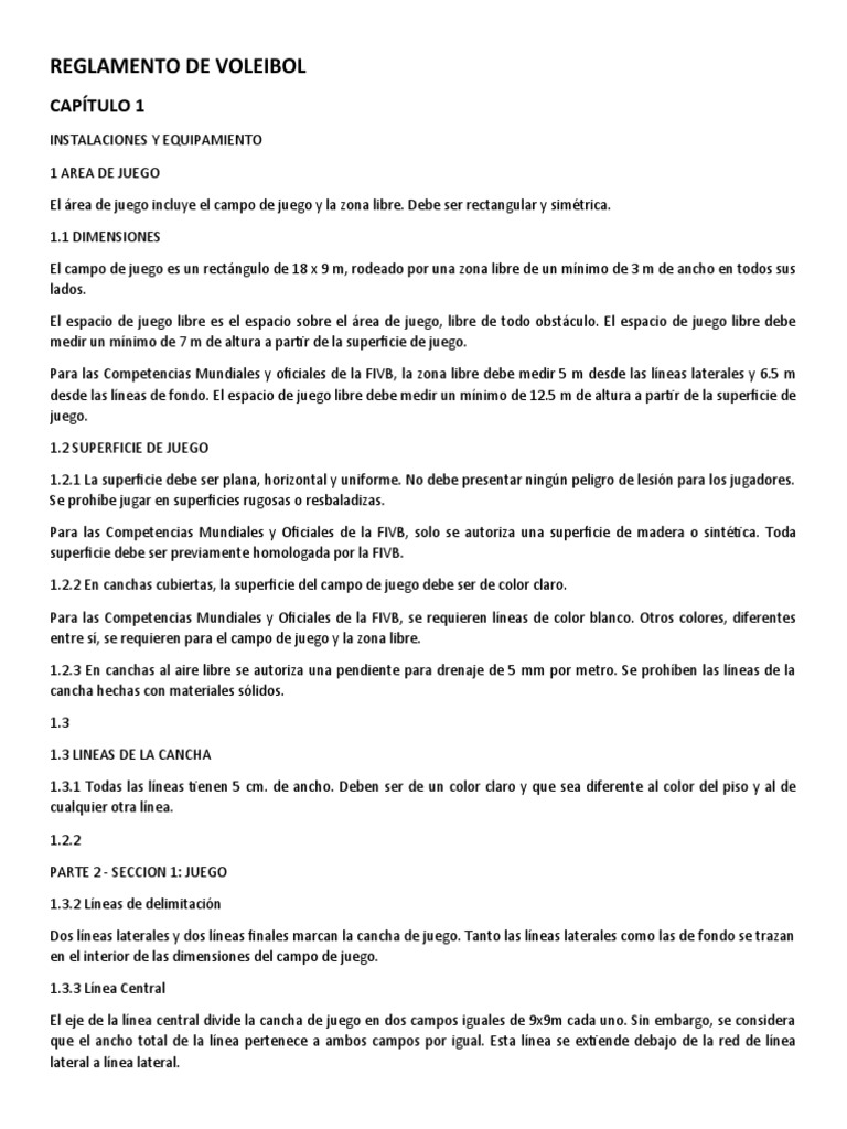 Capitulo 1 Voleibol Piso Reglamento Pdf Vóleibol