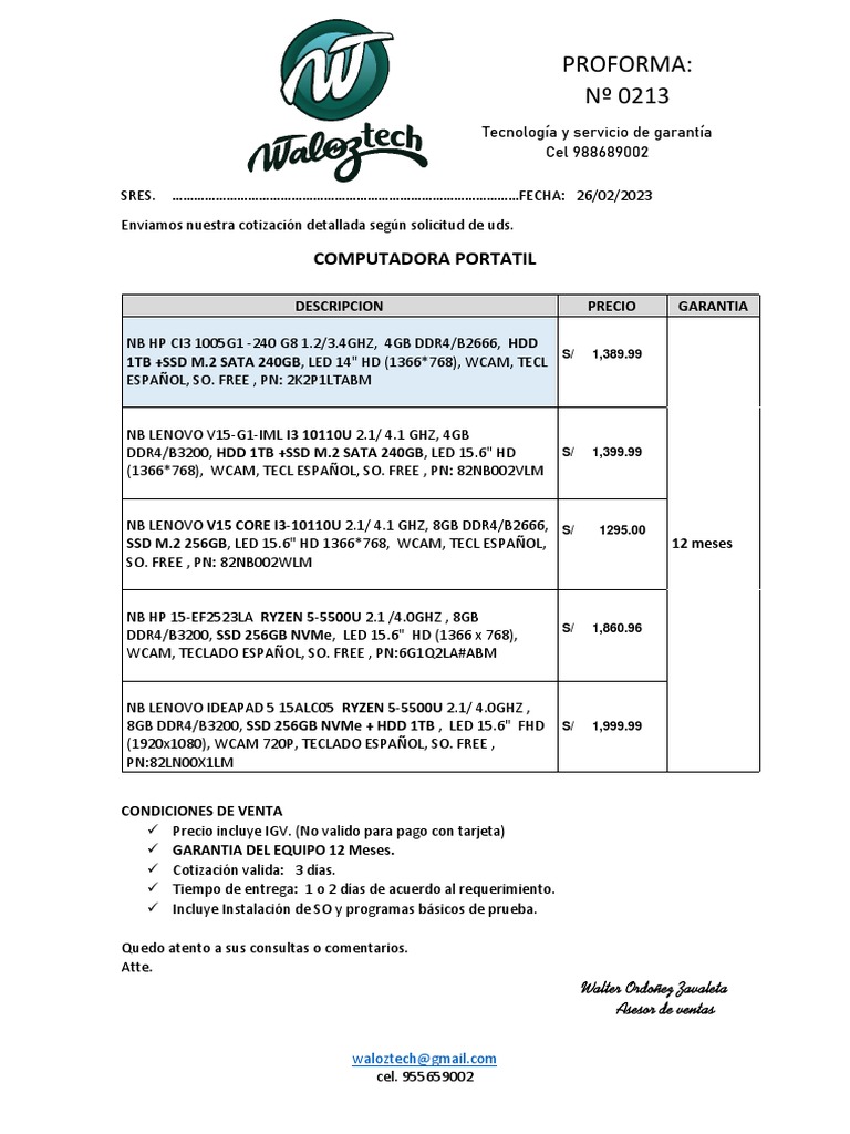 Profoma Waloz Tech | PDF