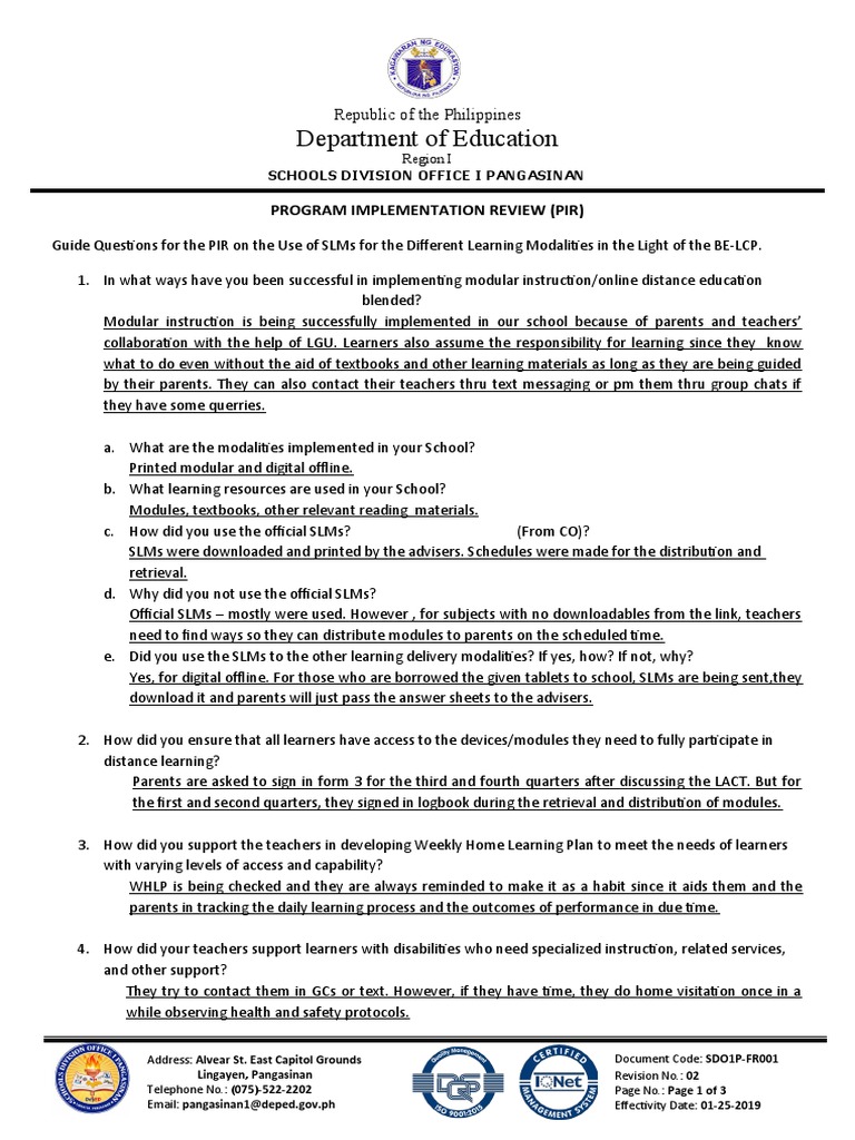 Program Implementation Review | PDF | Learning | Distance Education Program Implementation Review | PDF | Learning | Distance Education
