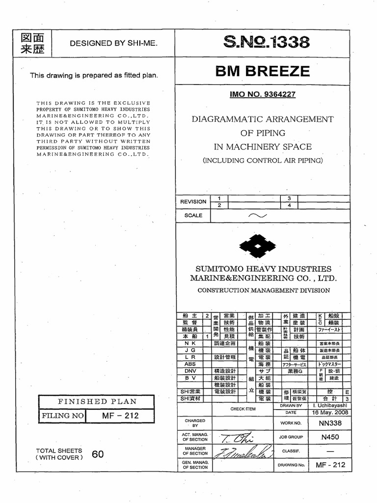 MF-212 Diagrammatic Arrangement of Piping in Machinery Space PDF | PDF ...