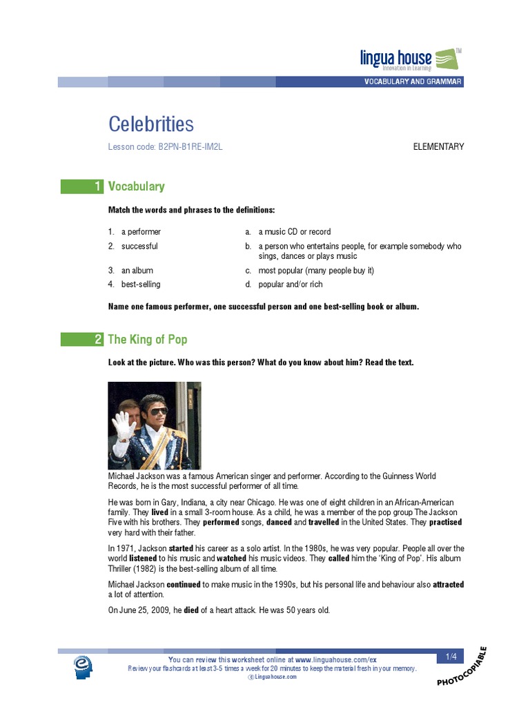 E - V - G (Simple Past) - Celebrities | PDF