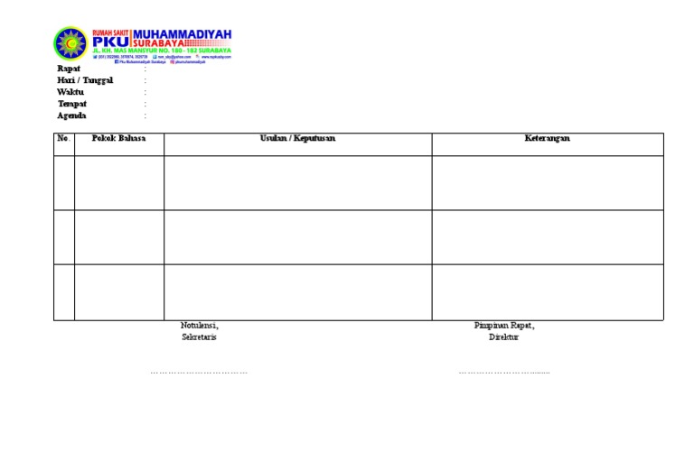 Format Form Notulensi Kosong | PDF