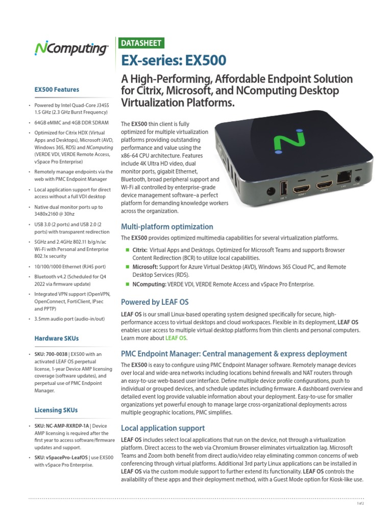 Datasheet EX-series EX500 (EN) 162550 | PDF | Citrix Systems ...