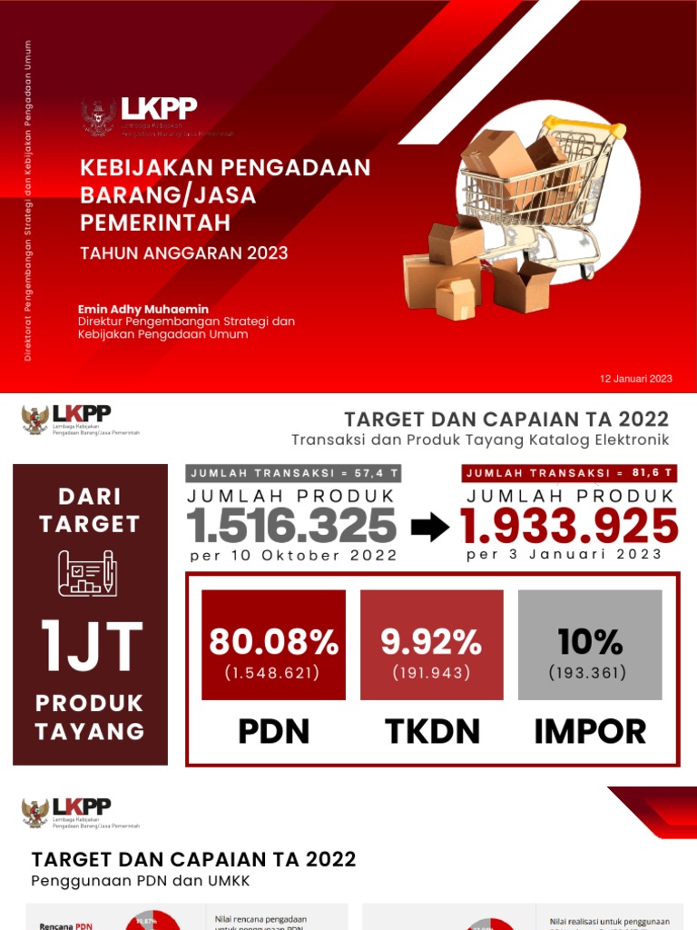 LKPP - Paparan Kebijakan Pengadaan Barang Jasa TA 2023 | PDF