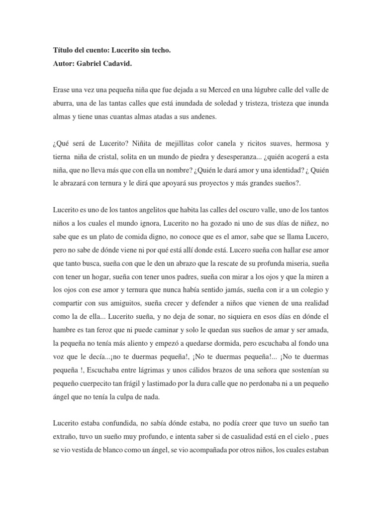 Cuento de Lucerito Autor Gabriel Cadavid | PDF