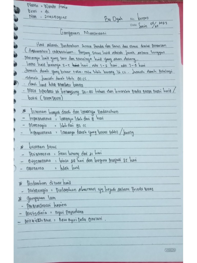 Resume Kespro Gangguan Menstruasi Wanda Astia 4c | PDF
