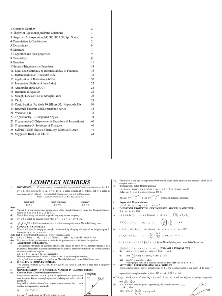 Math Formulas Book For JEE MAIN - Advanced - D.T PDF | PDF