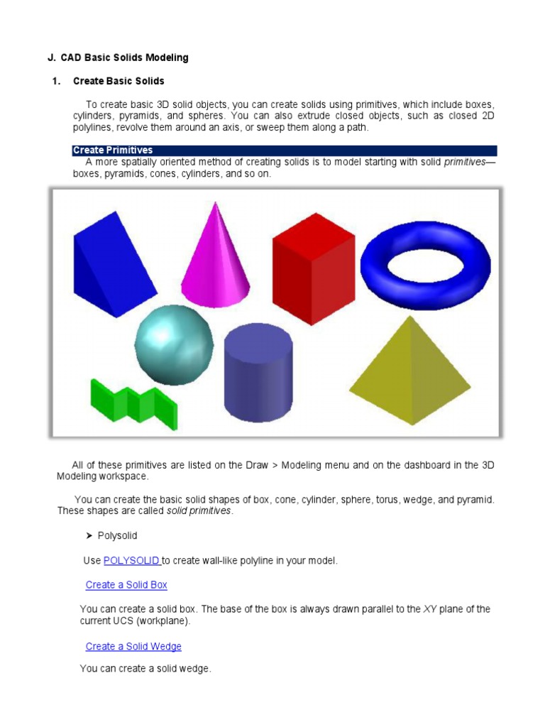 CAD 3D Solid Modeling Techniques | PDF | Extrusion | Sphere