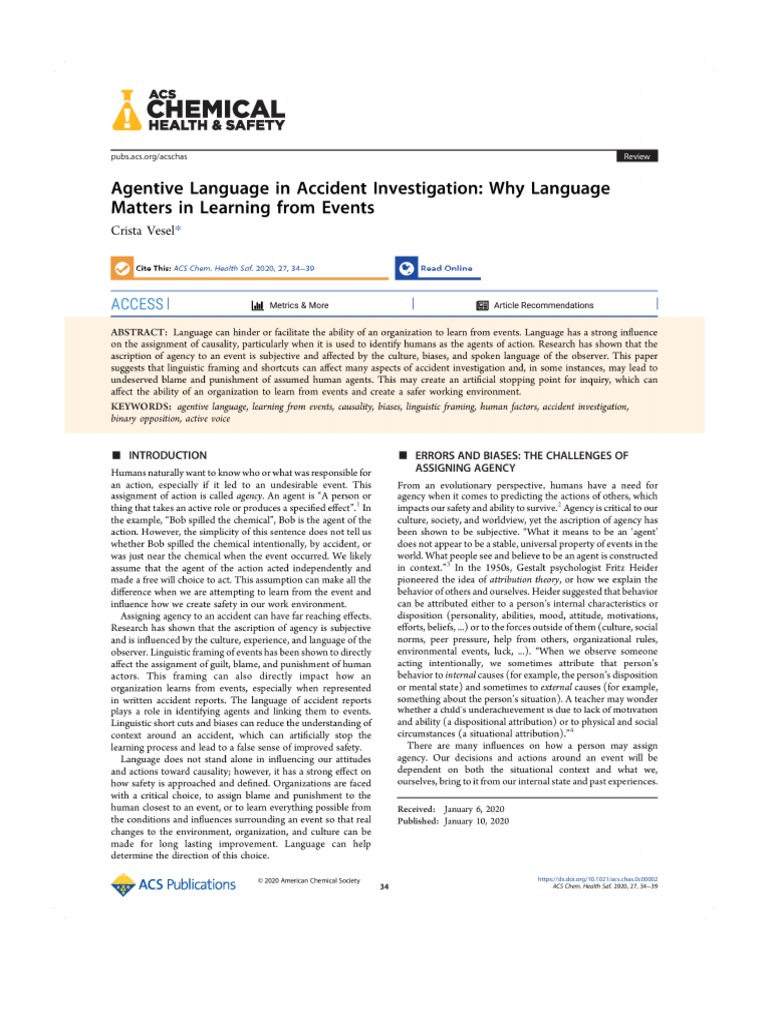 Agentive Language in Accident Investigation - Why Language Matters in ...