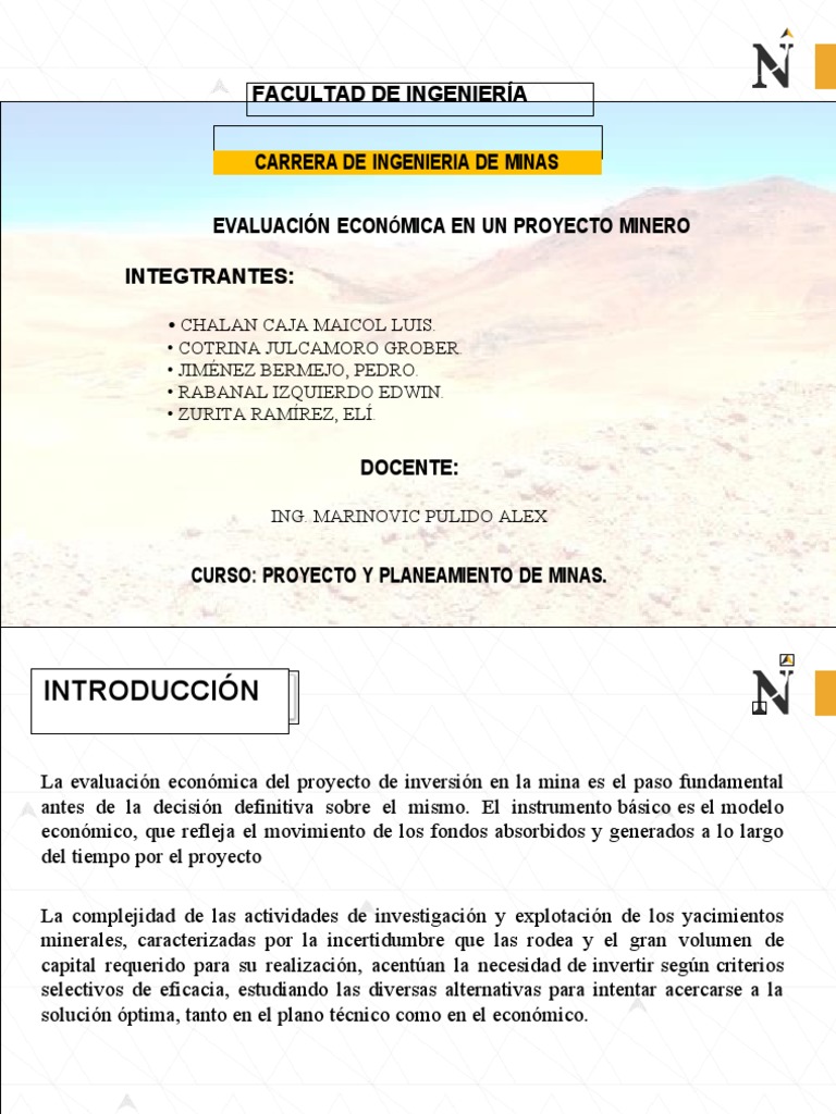 Etapas de Evaluacion Economica de Un Proyecto Minero | PDF | Minería | Inversiones