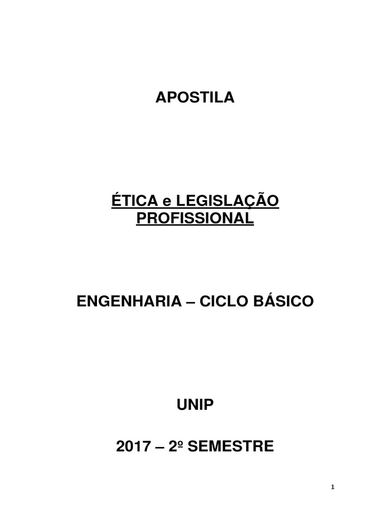 Apostila Etica E Legislacao Profissional Eng 2017 Pdf Pdf