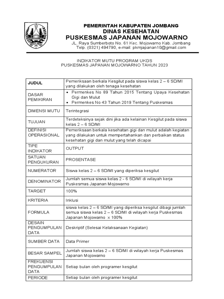 Indikator Mutu Ukgs 2023 | PDF