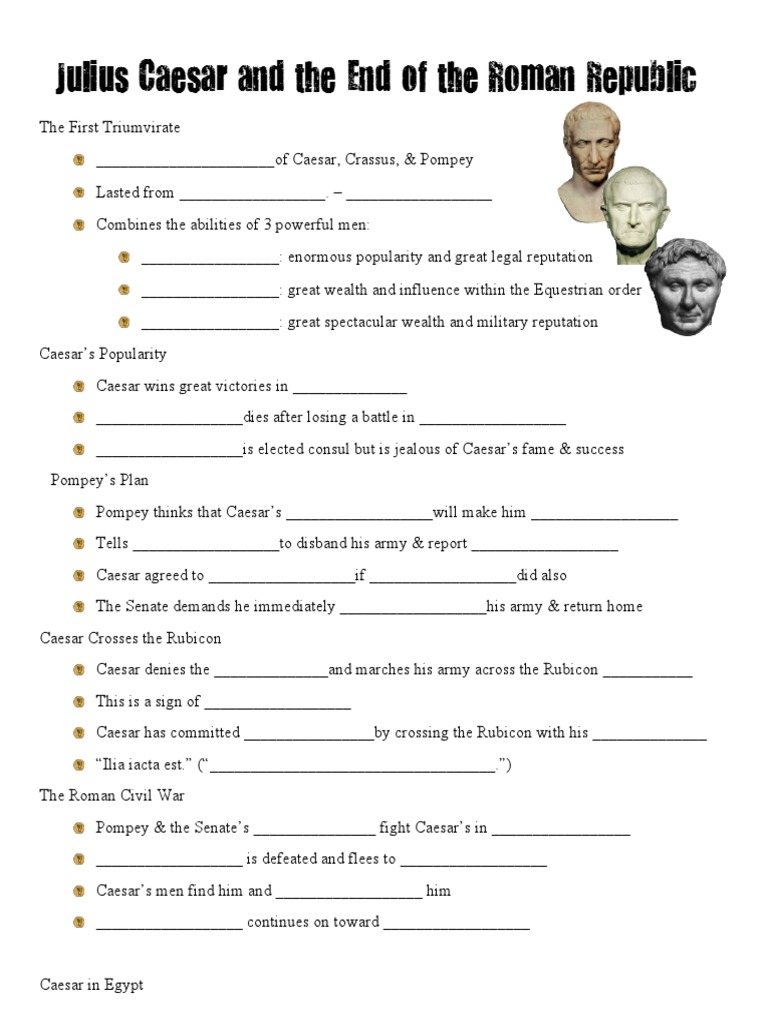04 - Julius Caesar Guided Notes Page | PDF | History | Young Adult