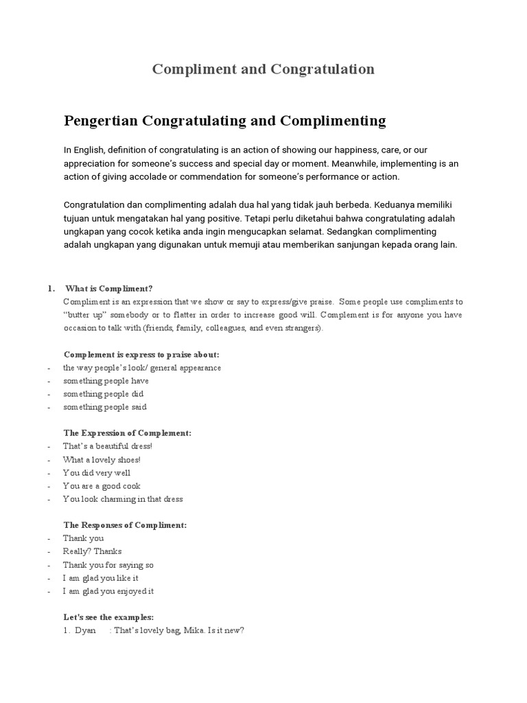 Compliment and Congratulation | PDF