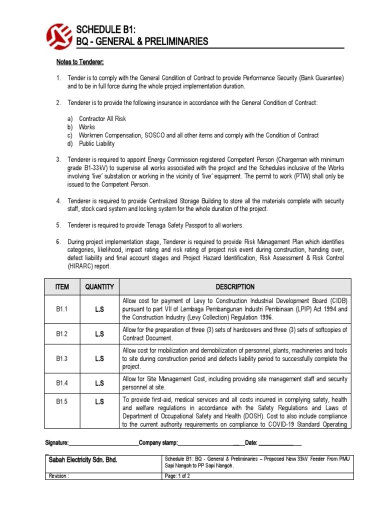 33kV Feeder Project Tender Guide | PDF | Risk | Safety
