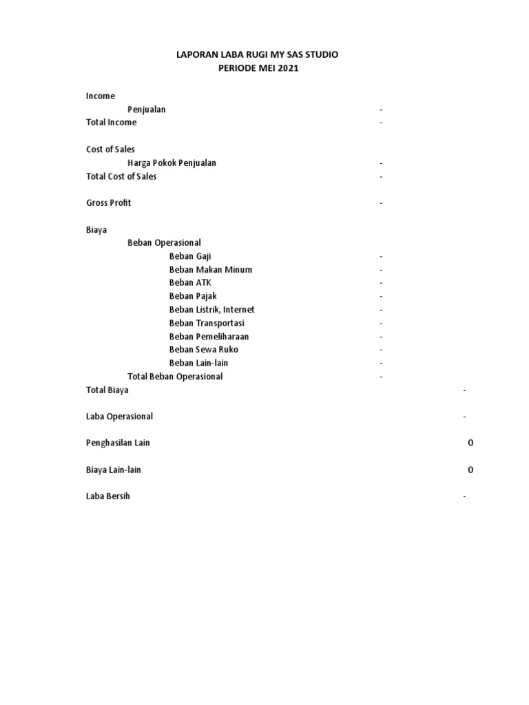 Format Laba Rugi | PDF