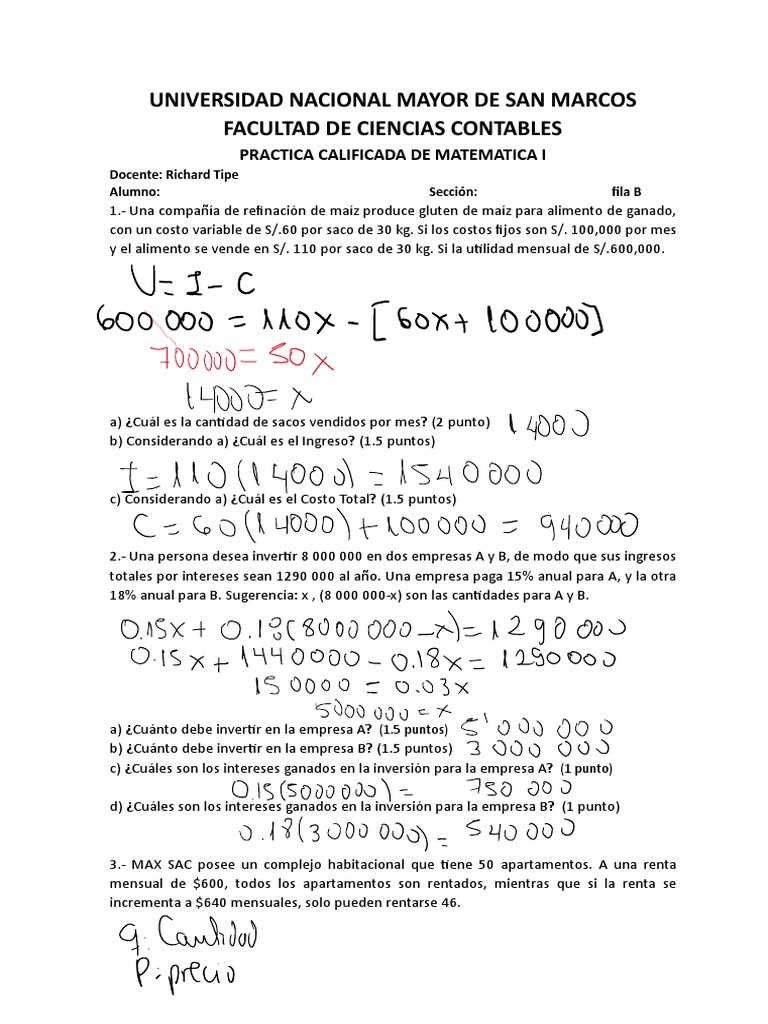 PC Matematica I Fila B | PDF