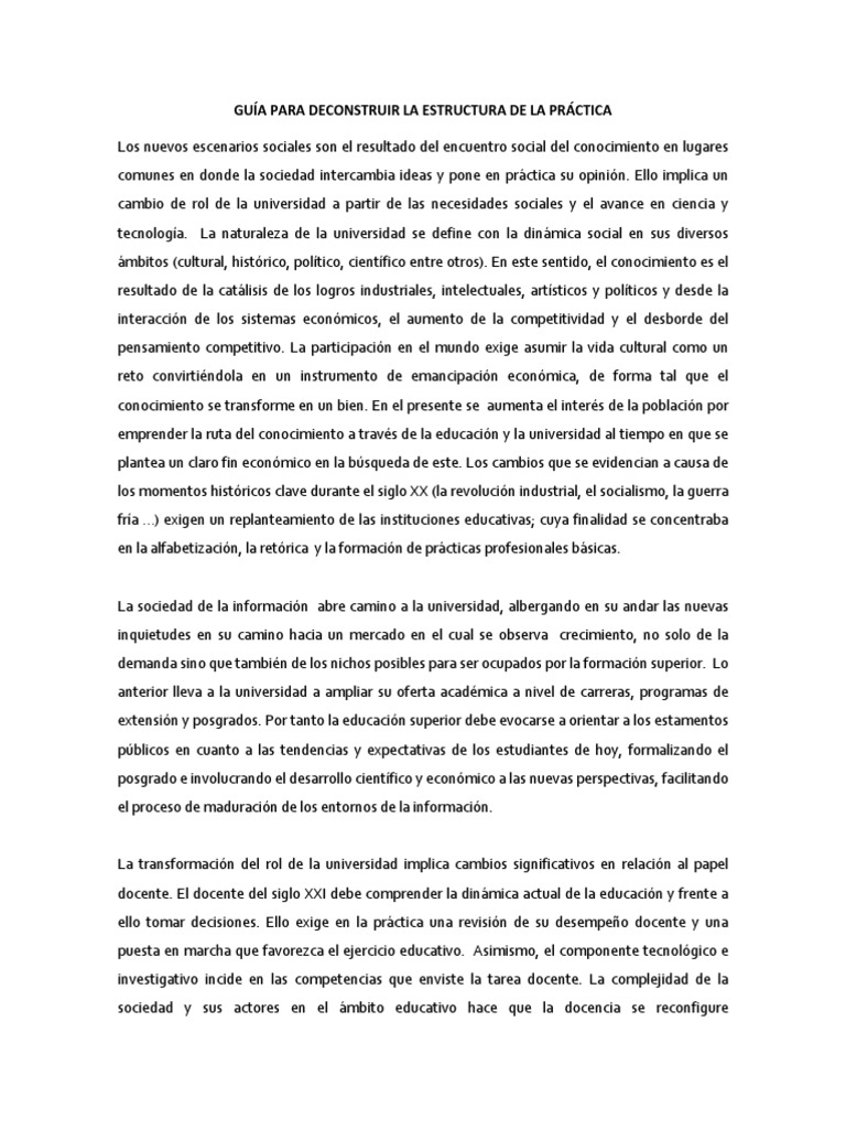 Guía para Deconstruir La Estructura de La Práctica | PDF | Aprendizaje ...