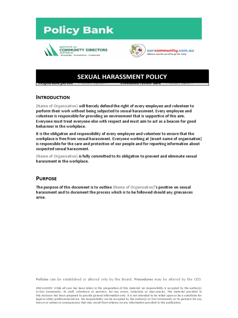 Sexual Harassment Policy Overview | PDF | Sexual Harassment | Mediation